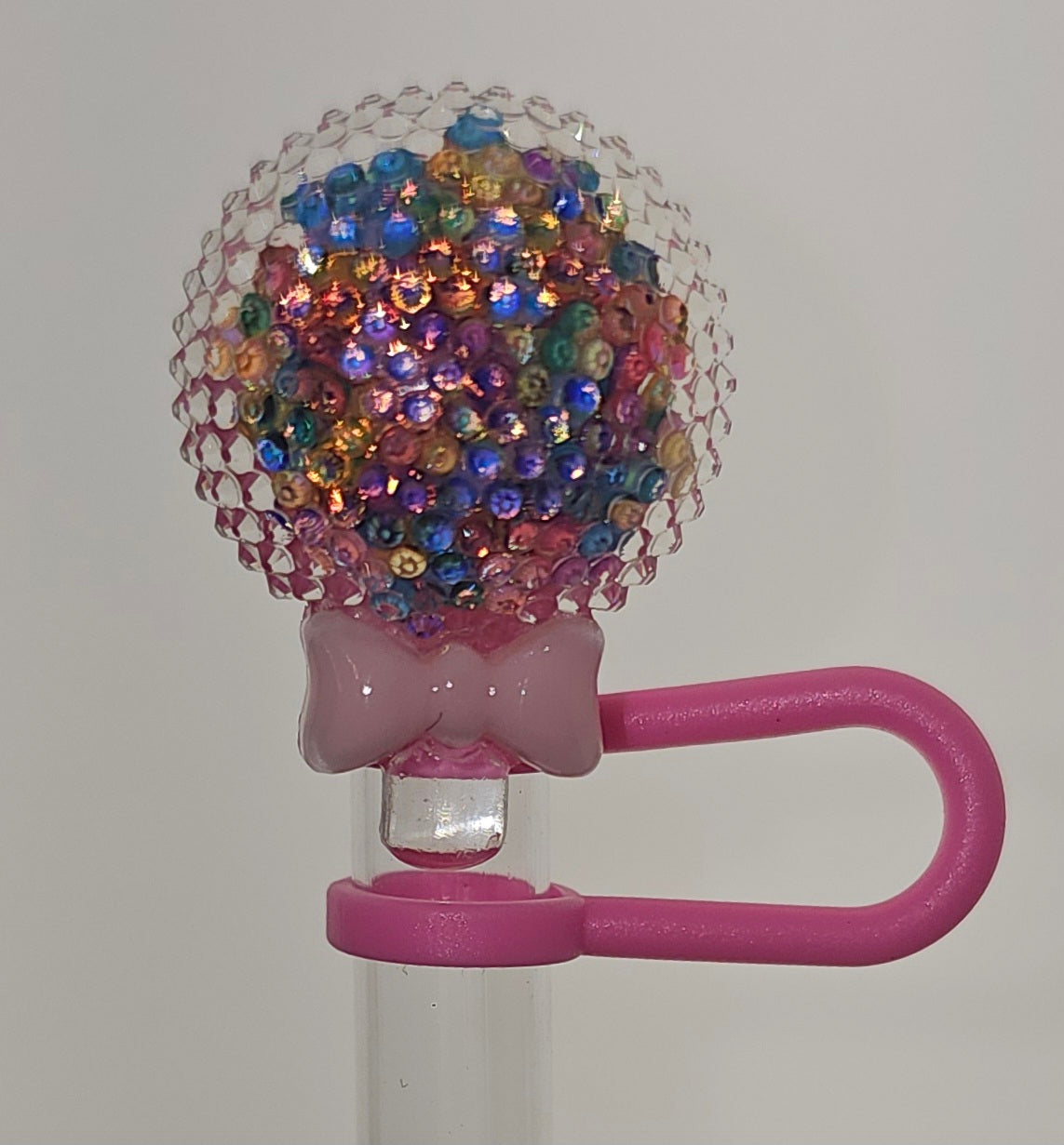 Bling Candy Lollipop Silicone Straw Topper - Rainbow Pink – Southern ...