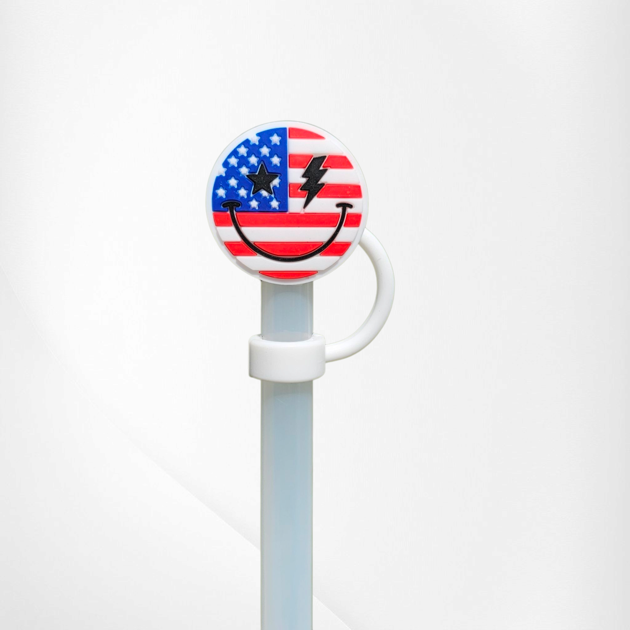 America Smiley Face 3D Silicone Straw Topper – Southern Creative Glamour